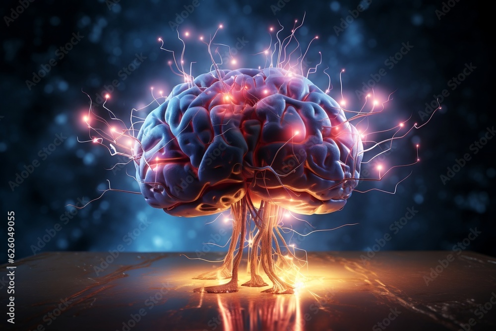 Electrifying Brainstem Pulsations. AI Stock Illustration | Adobe Stock