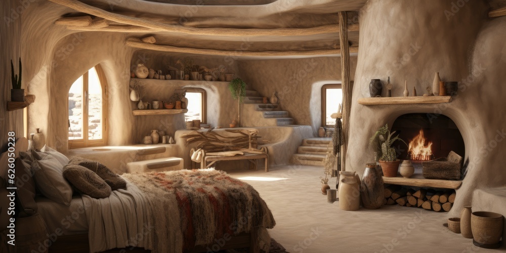 Mud House Photorealistic Mud House Hyper Real Interior Creative Design ...