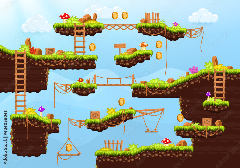 Video game. Elements and objects for computer game. Template for ...