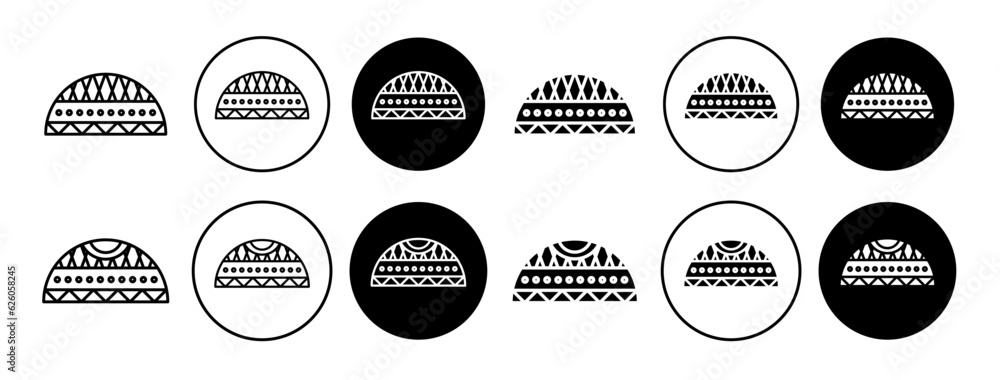 Islamic religious cap icon set. black and white muslim hat vector line ...