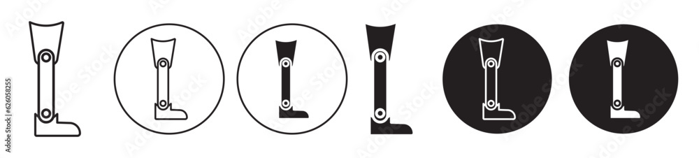 Prosthetic leg icon set. prosthesis leg vector symbol. artificial leg ...