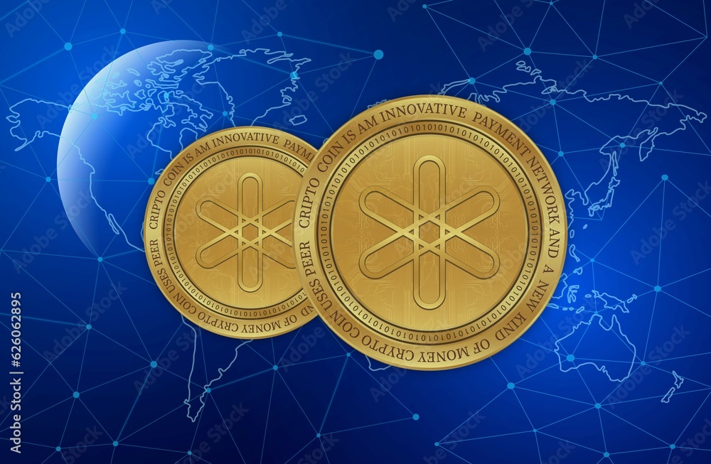 virtual coins and their logos. dent virtual currency logo. 3d ...