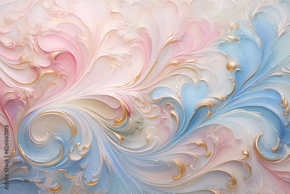 Elegant tessellating pattern, Rococo-inspired swirls, pastel color ...