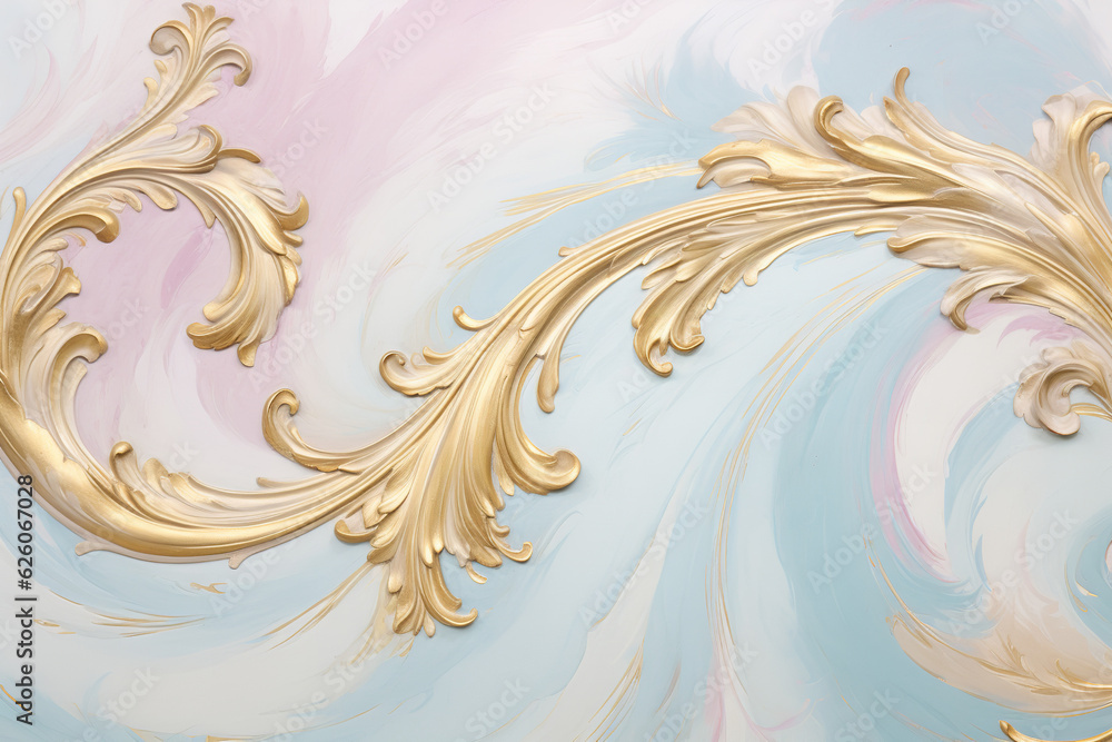 Elegant tessellating pattern, Rococo-inspired swirls, pastel color ...