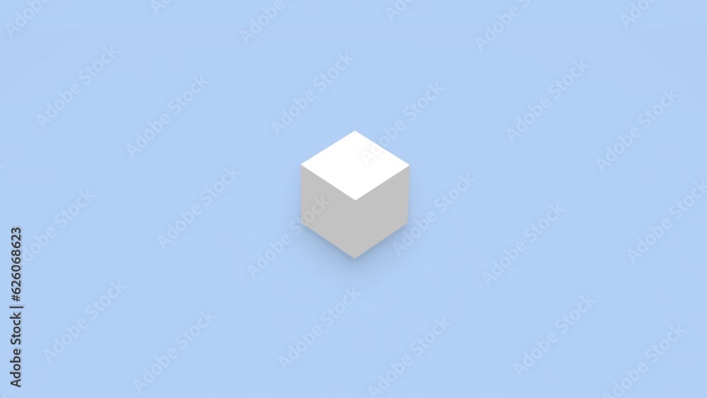 Abstract 3d render of disassembled and assembled white cube shape in ...