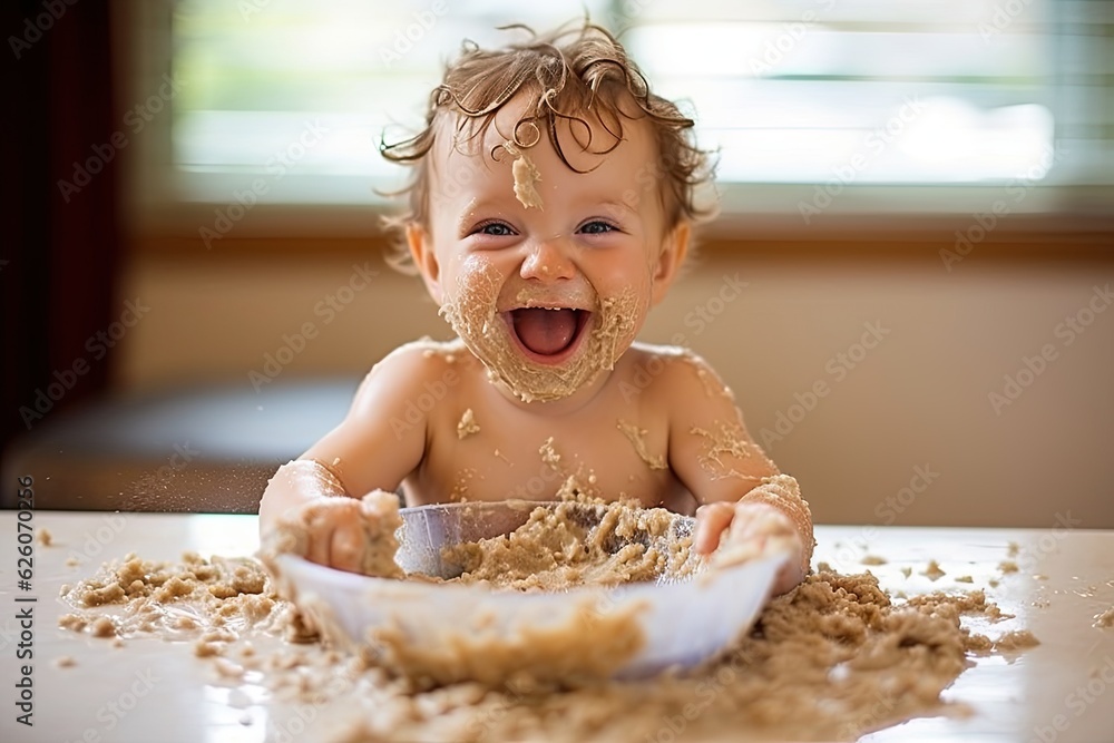 child eating baby porridge for the first time - fun first eating ...