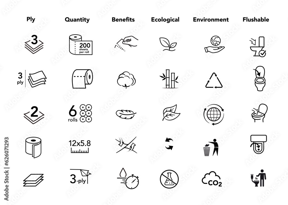 Icons for absorbent material. Vector illustration isolated on white ...