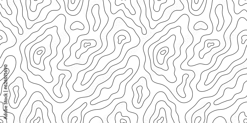 Abstract topographic map outline seamless pattern. Modern minimalist ...