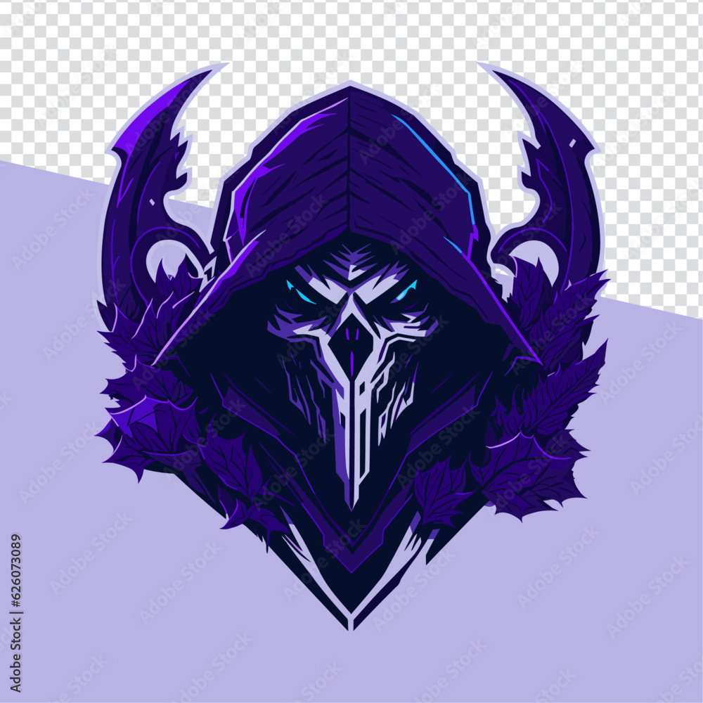 Dominant Gaming Icon: Purple Grim Reaper Mascot Logo - Vector Graphic ...