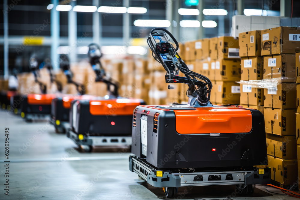 Modern high tech innovative warehouse logistics displayed through ...