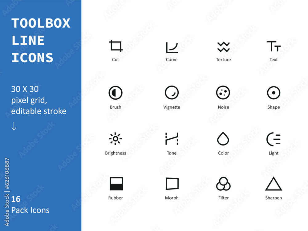 Toolbox Line Icon Set, Minimal Vector Illustration, Simple Outline Sign ...