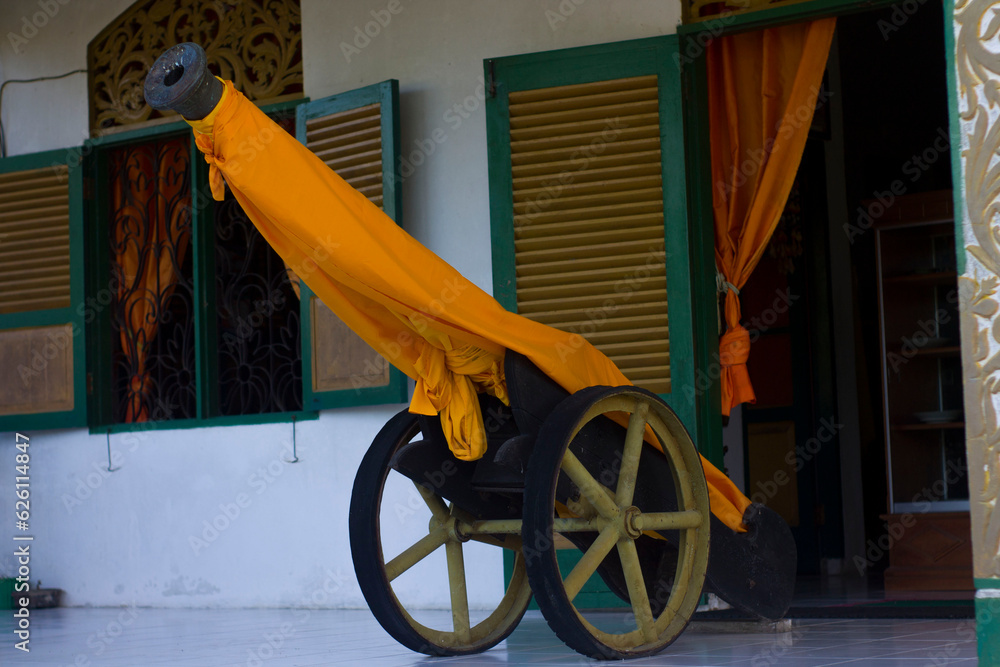 old cannon in front of the Bulungan Sultanate Museum, North Kalimantan ...