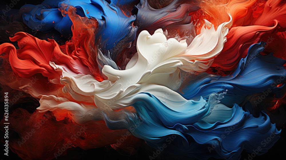 Create an abstract artwork inspired by the flag of France, featuring ...