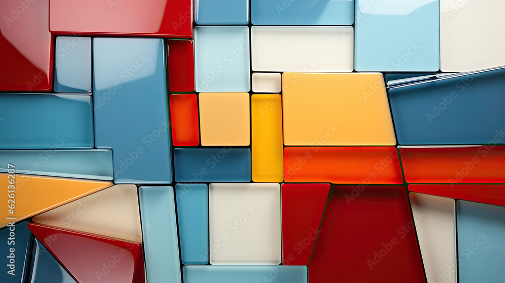 Generate an abstract background with geometric shapes and bold primary ...