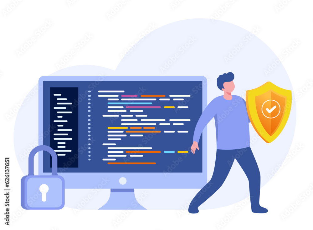 Cyber Security Data Protection Metaphors Set Database Cyber Security Control Protection Of
