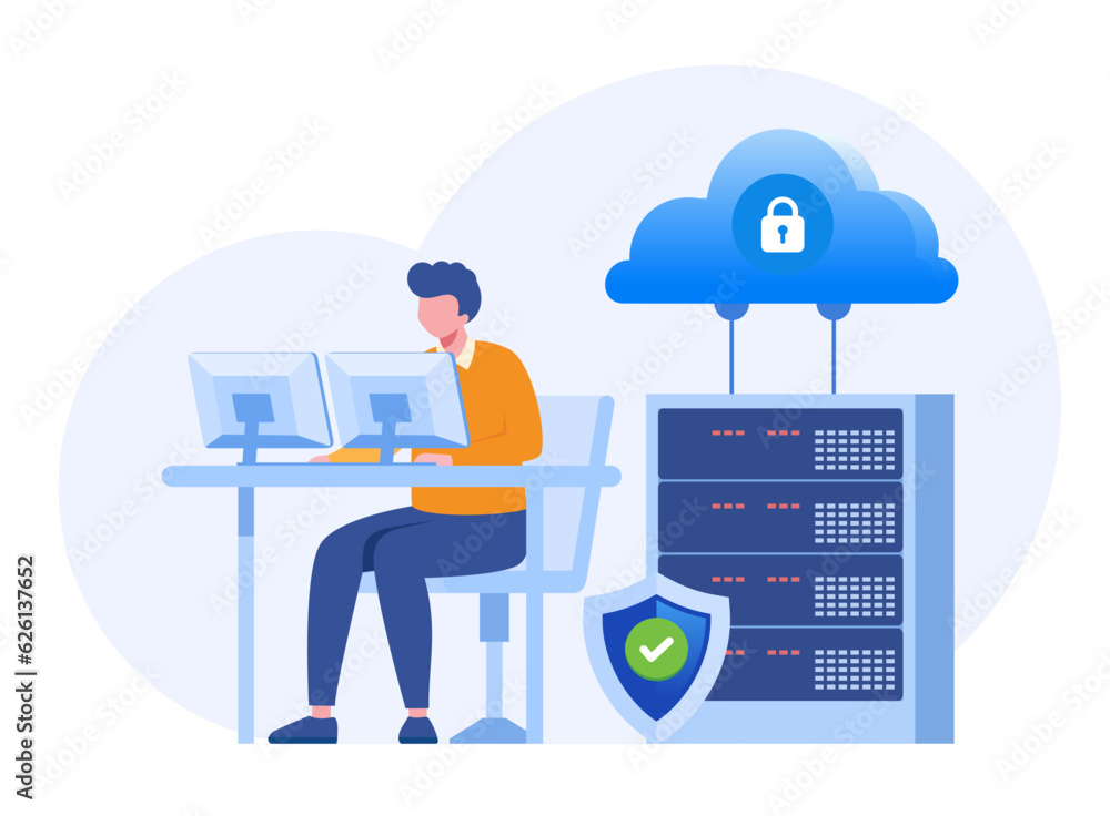 Cyber security, Data protection metaphors set. Database, cyber security ...