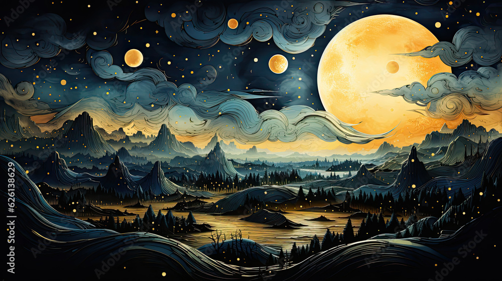 Celestial themed abstract background using a night-sky color palette ...