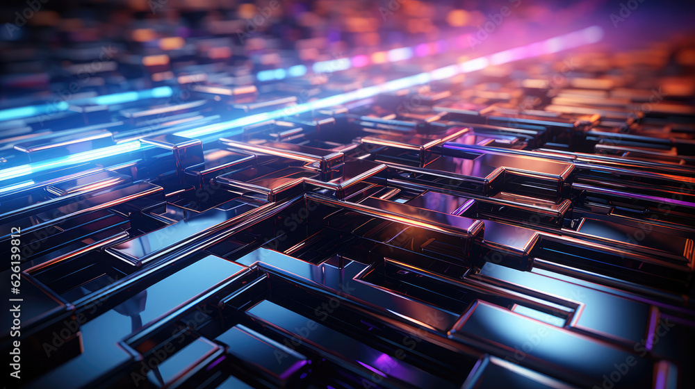 Generate an abstract background with a retro-futuristic theme. Use a ...