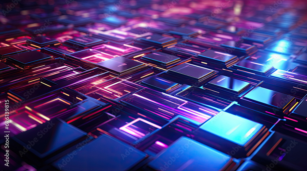 Generate an abstract background with a retro-futuristic theme. Use a ...