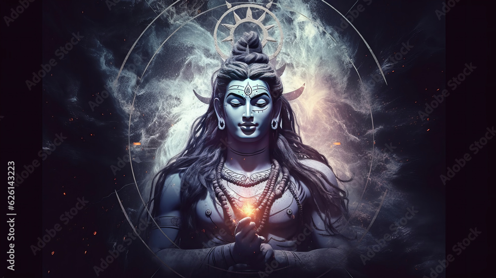 The Power of Shiva A Digitally Created Image of the Hindu God with a ...
