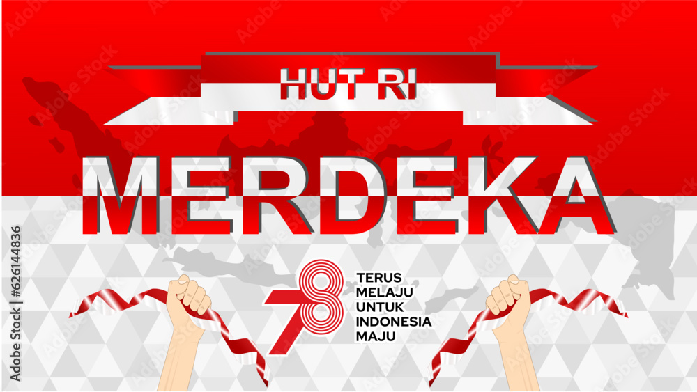 Merdeka Happy 78th Independence day of Indonesia, red white background ...