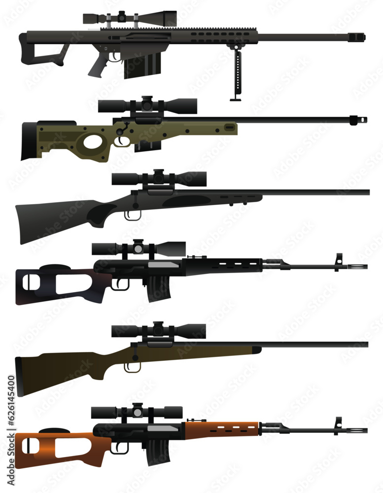Sniper Rifle Pack / Ai Illustrator Stock Vector | Adobe Stock