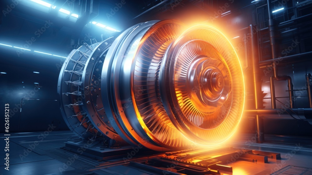 Glowing turbine engine the jet plane. Generative AI Stock Illustration ...