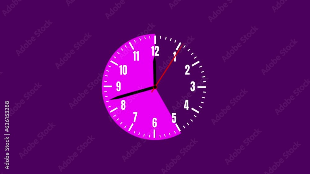 Flat clock animation 10 o'clock, Time lapse moving fast, Time concept ...