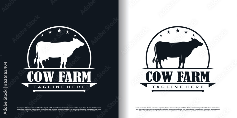 Cow logo design for business Premium Vector Stock Vector | Adobe Stock