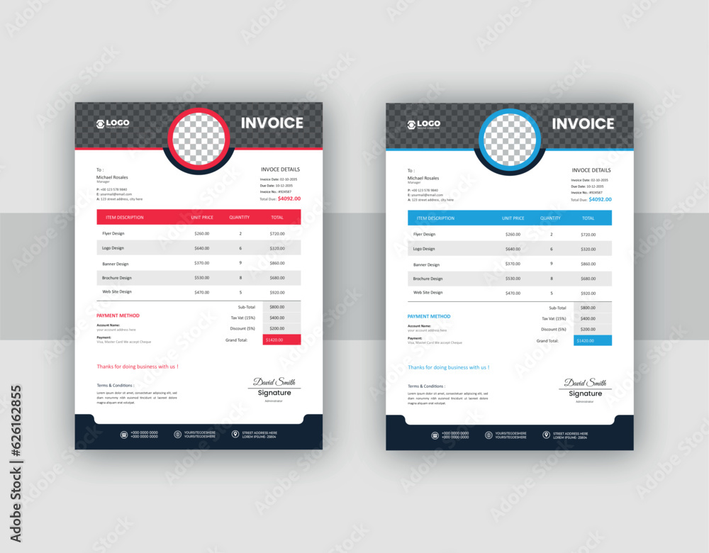 Invoices templates. Price receipt, payment agreement and invoice bill ...