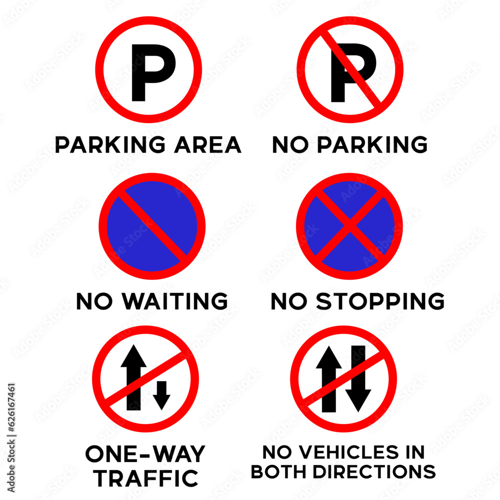 illustration sets of International traffic signs such as parking area ...