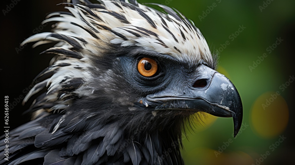 A Harpy Eagle (Harpia harpyja) staring intently from its perch in the ...