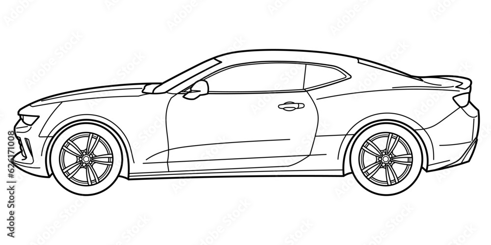 Ivano-Frankivsk, Ukraine - 10 July 2023: Outline drawing of a Chevrolet ...