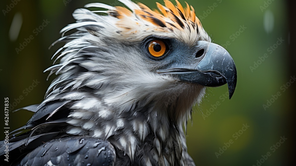 A harpy eagle (Harpia harpyja) perched in the Amazon rainforest, its ...