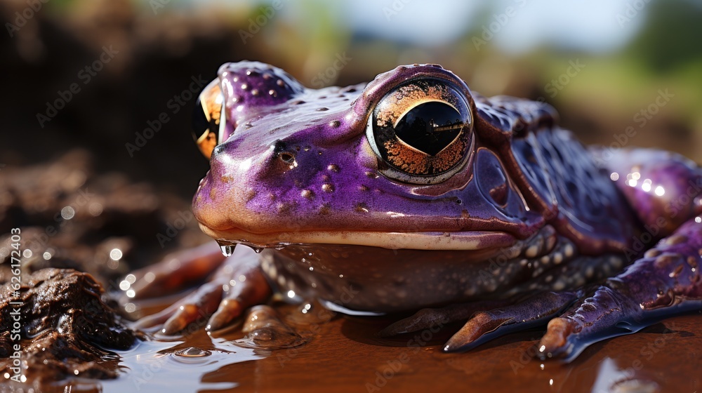 A Purple Frog (Nasikabatrachus sahyadrensis) burrowing in the Western ...