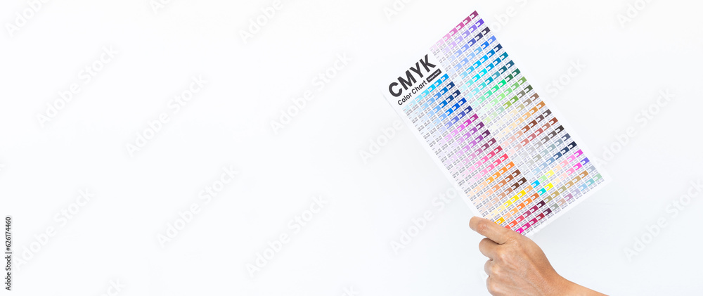 Male hand holding the color chart guide, Male hand picks the shade, Man ...