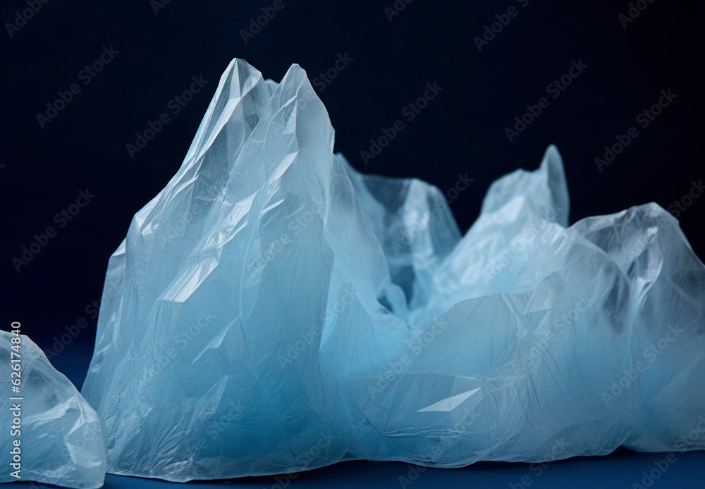 Icebergs formation made of plastic bags floating in the ocean ...