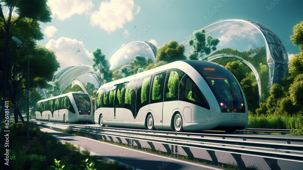 Green Transportation: Images of electric vehicles, bicycles, and public ...