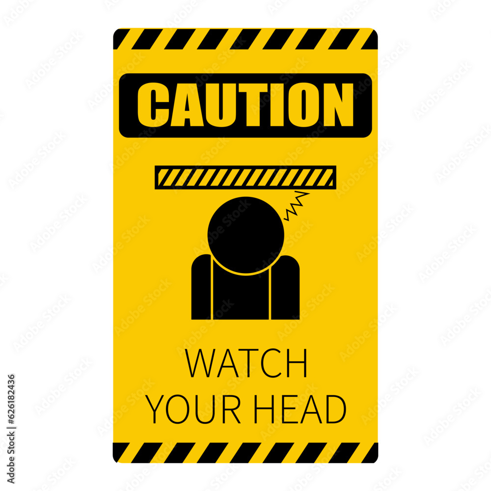 Printable black yellow safety safety sign mind your head, low up ...