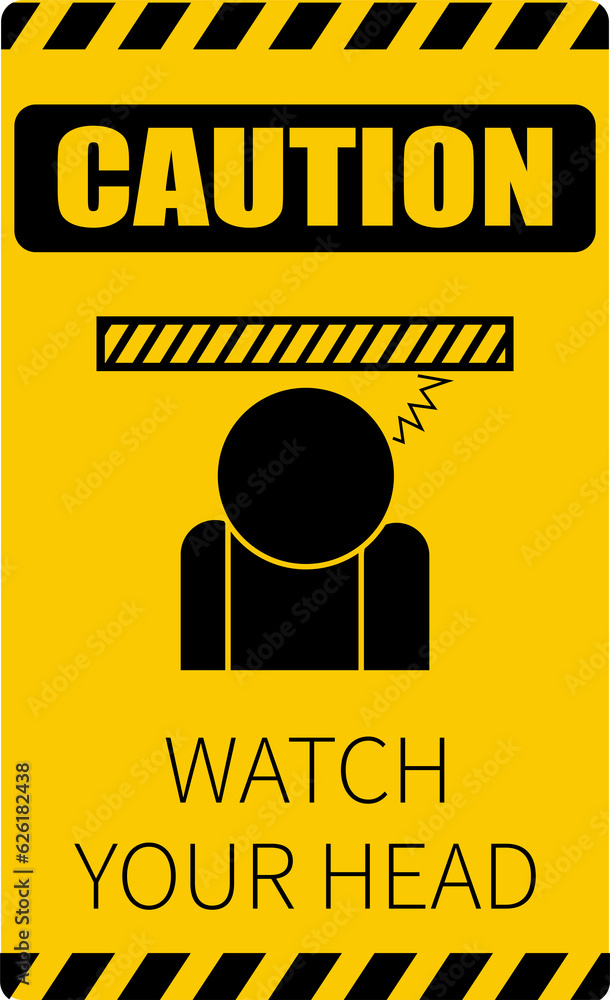 Printable black yellow safety safety sign mind your head, low up ...