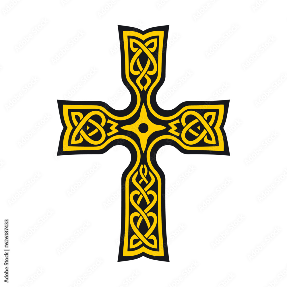 Celtic style cross vector illustration outline flat style. Isolated on ...