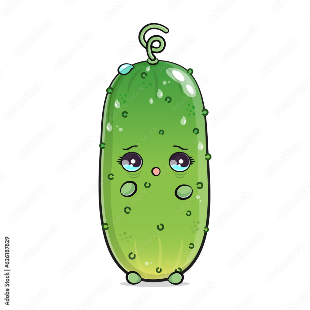 Scared Cucumber character. Vector hand drawn traditional cartoon ...