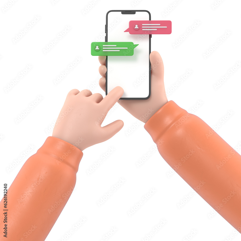 Transparent Backgrounds Mock-up.3d skinned hand touching smartphone ...