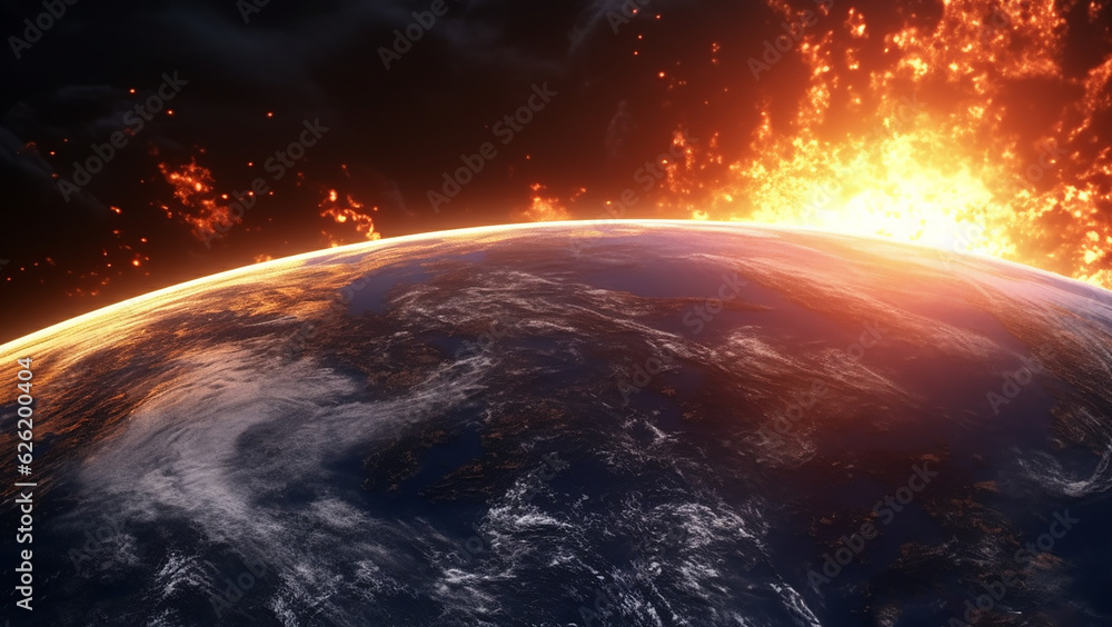 Burning world earth or planet explosion ,Concept of Eco, sustainable ...