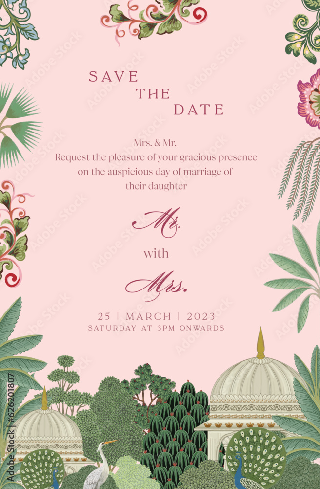 Mughal Wedding Card Design for invitation. Invitation card with ... Mughal Wedding Card Design for invitation. Invitation card with ...