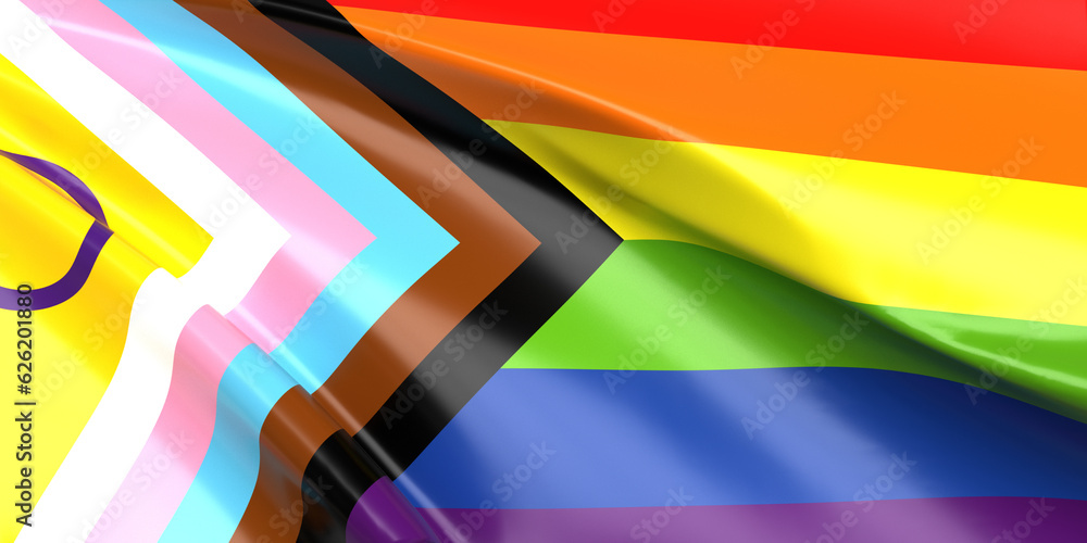 LGBT Intersex-inclusive redesign of the Progress Pride waving flag 3D ...