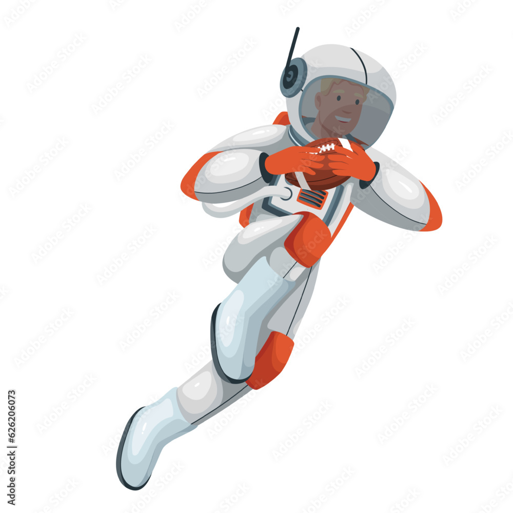 Astronaut playing American football or rugby vector illustration ...