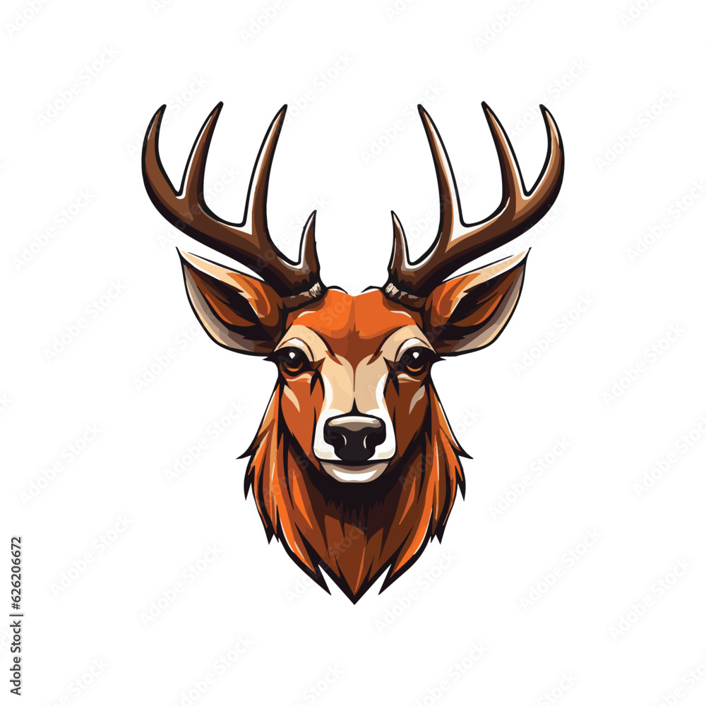 Brown Deer Logo Vector Illustration, Brown Deer Mascot Logo isolated on ...