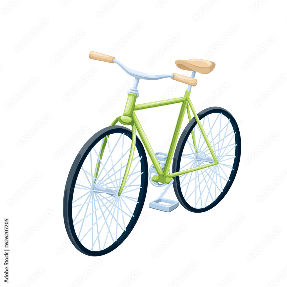 Bike vector illustration. Cartoon isolated classic green bicycle with ...