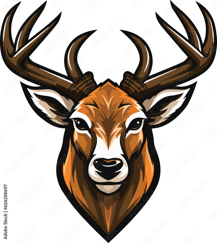 Brown Stag Mascot Logo Vector Illustration, Deer Logo Concept isolated ...